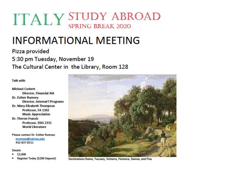 Study Abroad - Italy 2020 - SUL ROSS